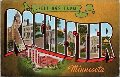 Vintage ROCHESTER Minnesota Large Letter Postcard - KROPP Linen c1940s ...