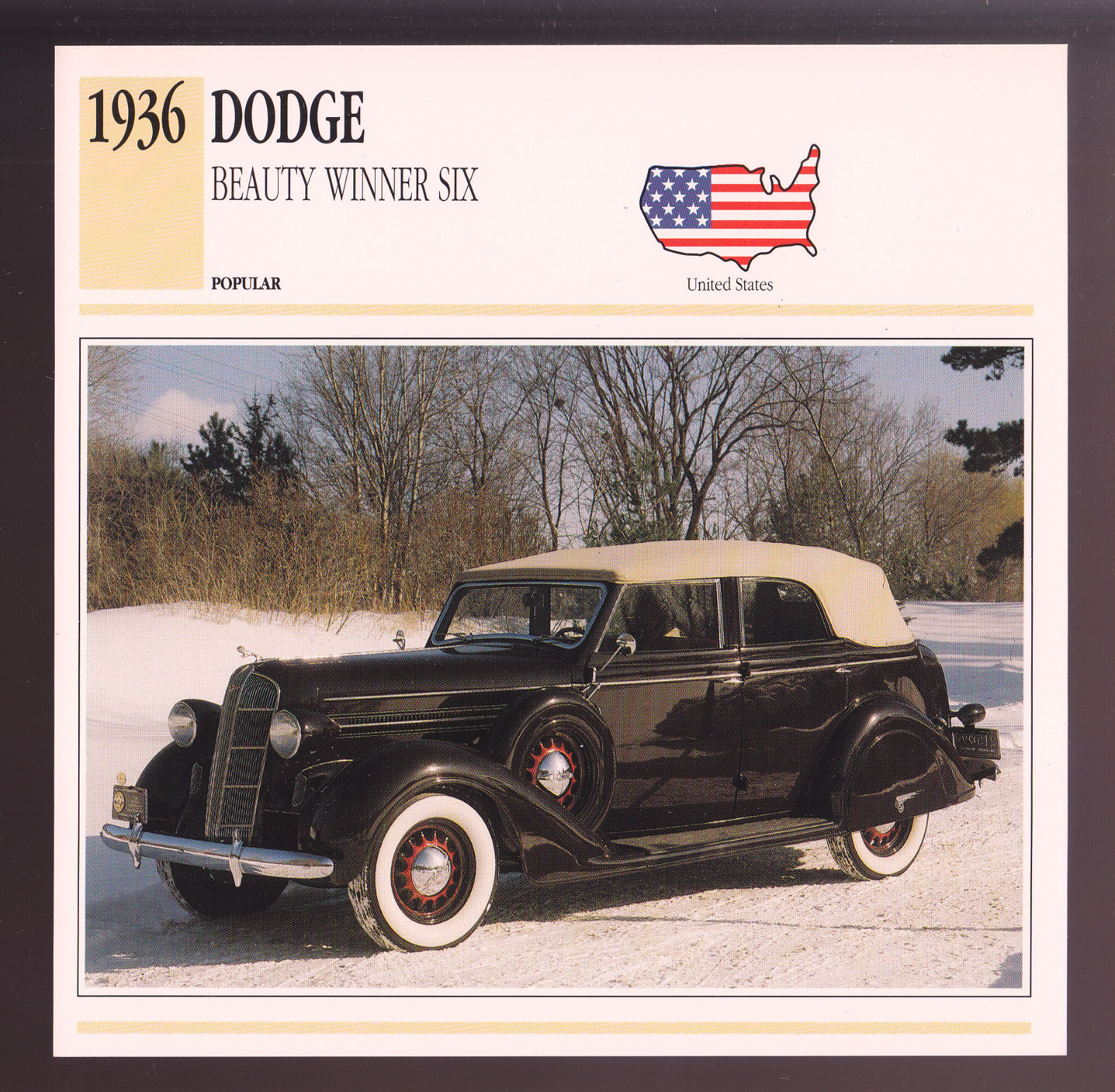1936 Dodge Beauty Winner Six Convertible Car Photo Spec Sheet Info Stat ...