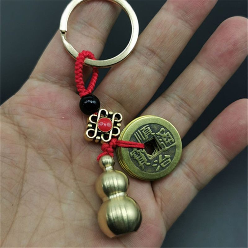 Lucky for Key Chain for w/ Antique Coins Solid Brass Keychain Chinese ...