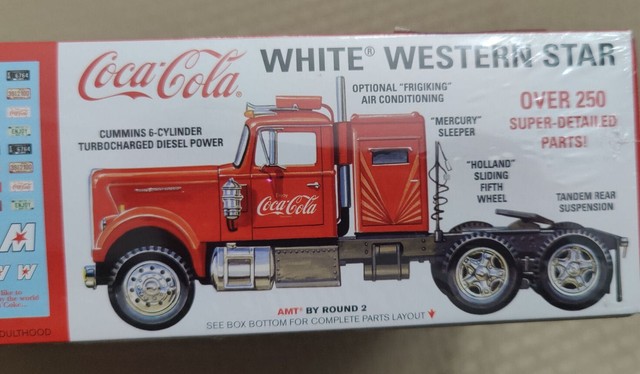 AMT White Western Star Coca-Cola Truck Tractor 1:25 Scale Model Kit ...