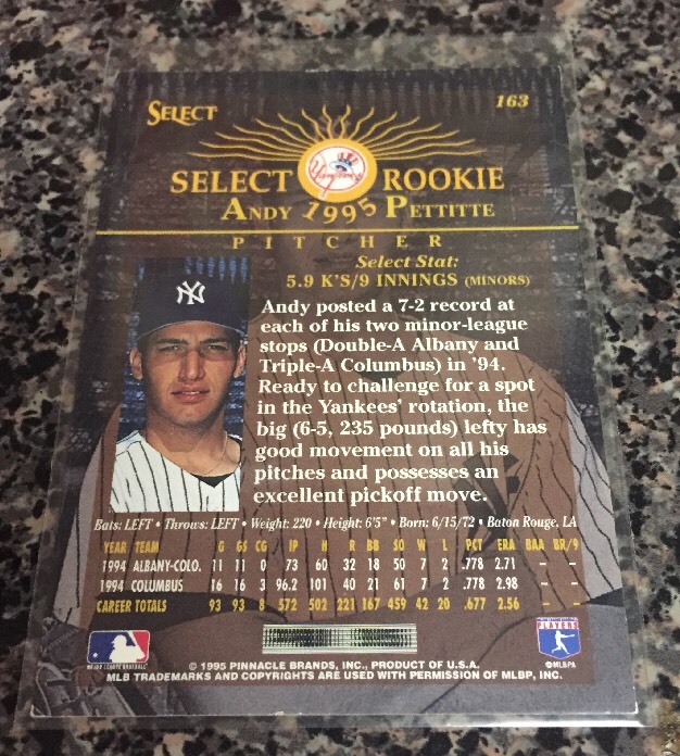1995 Select Andy Pettitte Rookie #163 Card Nr/Mt-Mt | eBay