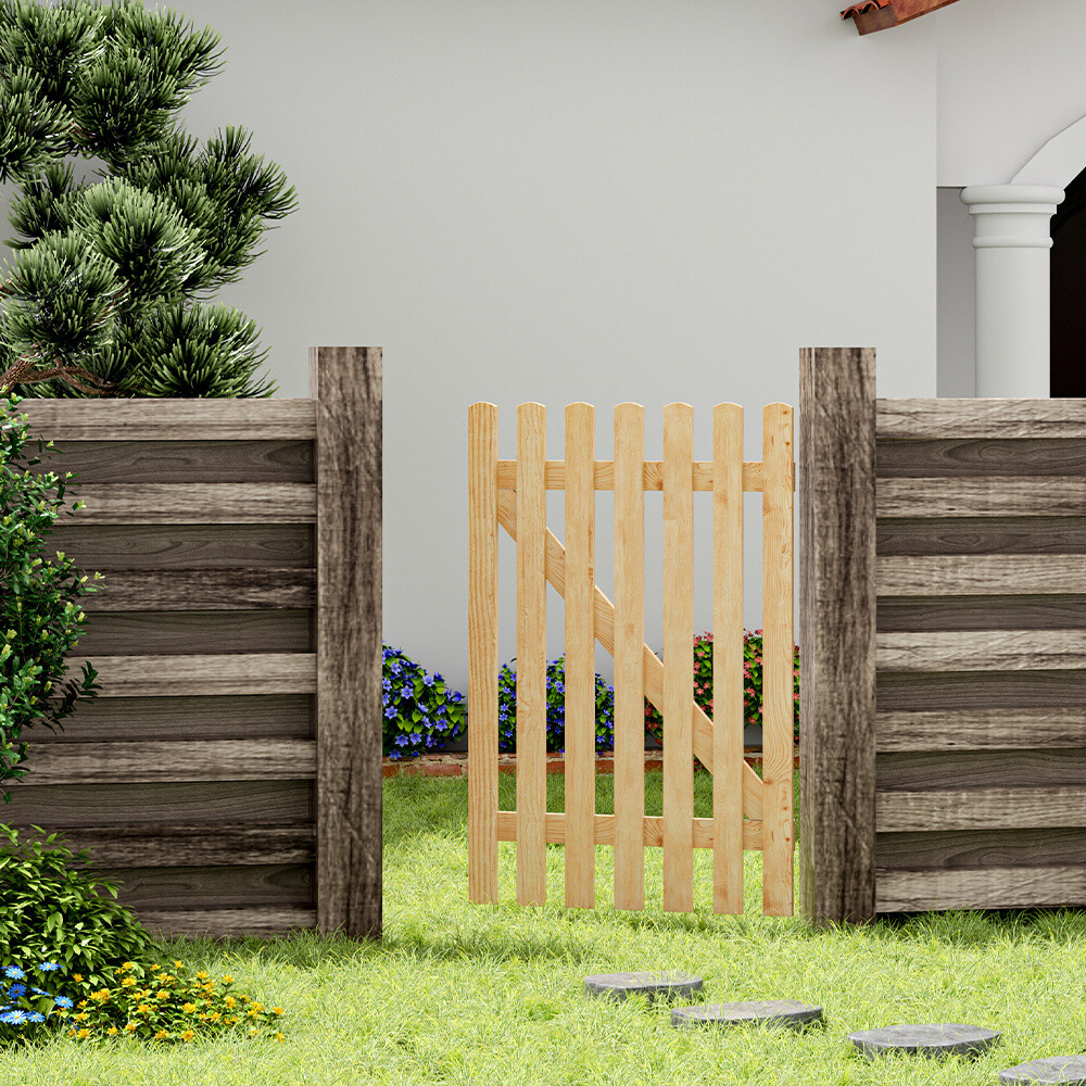 Side Yard Wooden Gates Pine Wooden Garden Gate Freestanding Side