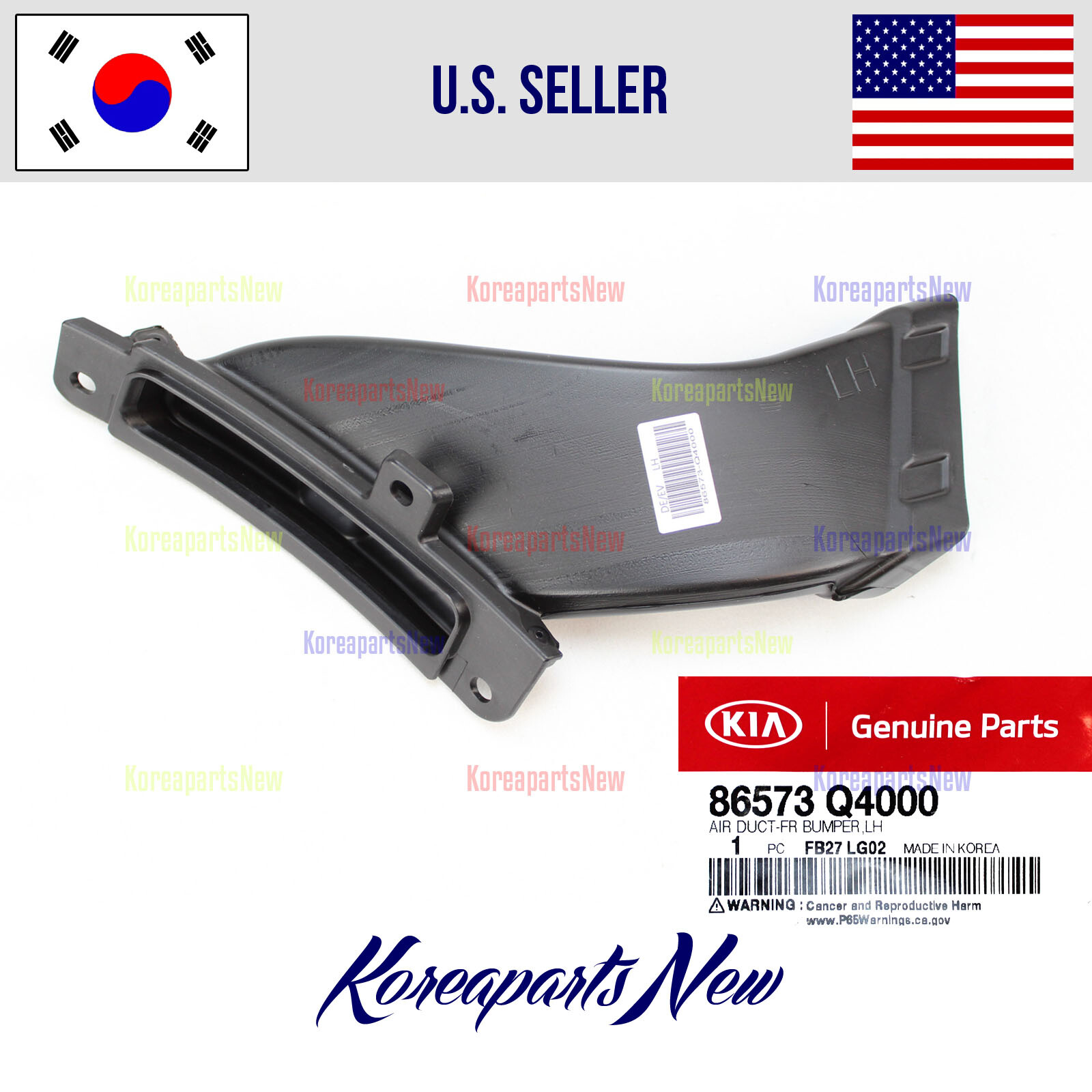 Front Bumper Duct Air Curtain Left DRIVER 86573Q4000 ⭐OEM⭐ Kia Niro EV ...