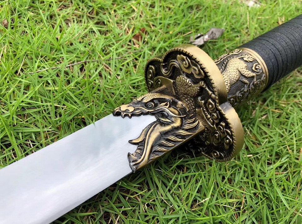 HAND FORGED HIGH MANGANESE STEEL BROADSWORD CHINESE KUNG FU KIRIN SWORD ...