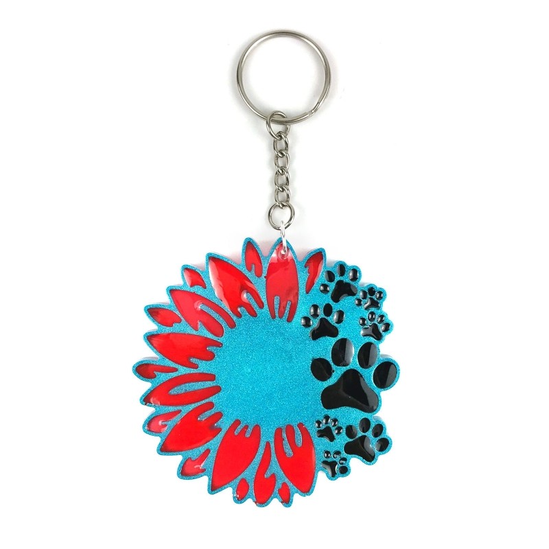 Sunflower Dog Paw Keychains Mold DIY Epoxy Craft Necklace Keychain Mold ...