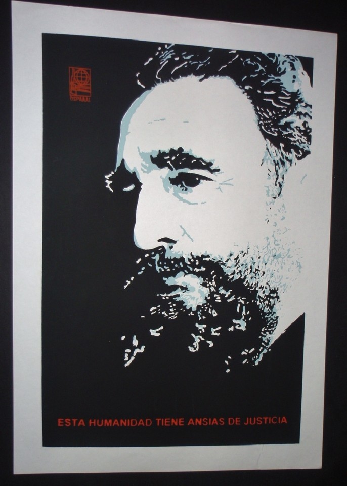 FIDEL CASTRO / Cuban Silkscreen Mini OSPAAAL Propaganda Poster / CUBA ...