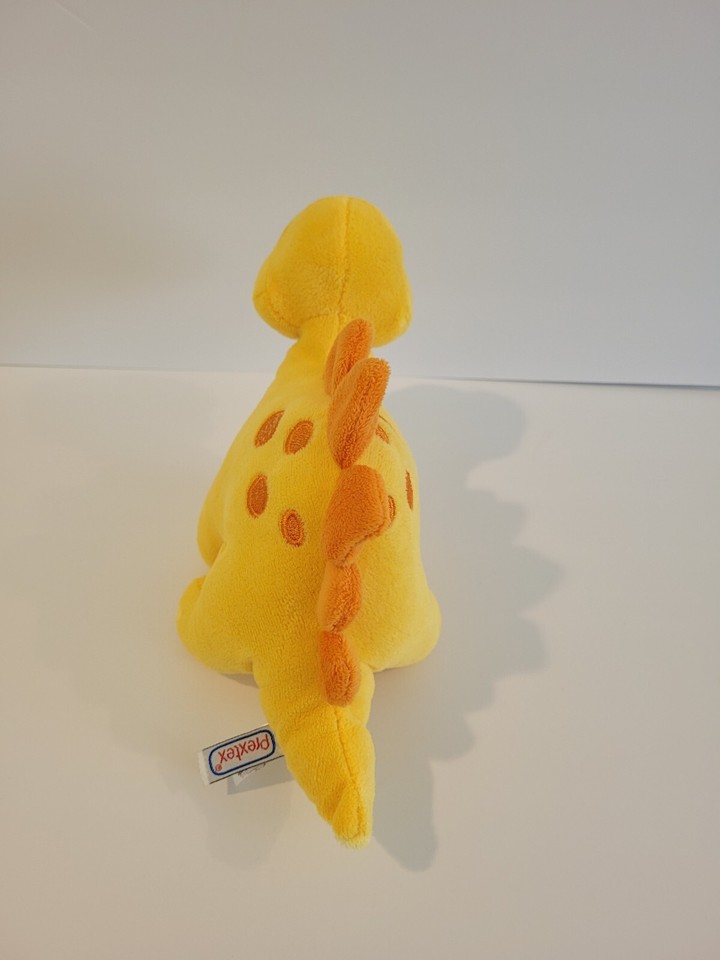 12" Long Prextex Dinosaur Yellow Orange Spots Cute Dino Toy Soft Plush ...