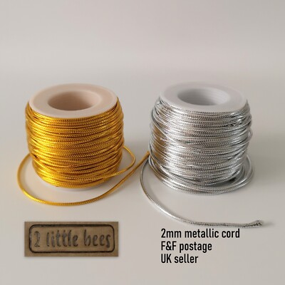 2mm Lurex Metallic Cord Braided Thread String Strap Gift Box Decor UK ...