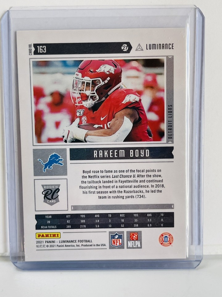 2021 LUMINANCE TEAL #163 RAKEEM BOYD RC 18/35 LIONS | eBay