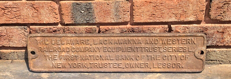 ANTIQUE RAILROAD PLAQUE SIGN MARKER TRUST PLATE DELAWARE LACKAWANNA ...