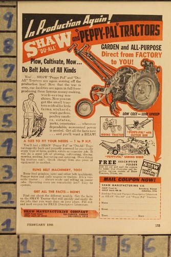 1946 SHAW DU-ALL TRACTOR ROTOR TILLER GARDEN FARM VINTAGE AD ZE39 | eBay