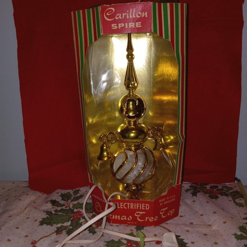 Bradford Carillon Spire Vintage Gold Christmas Tree Topper Angel Hair ...