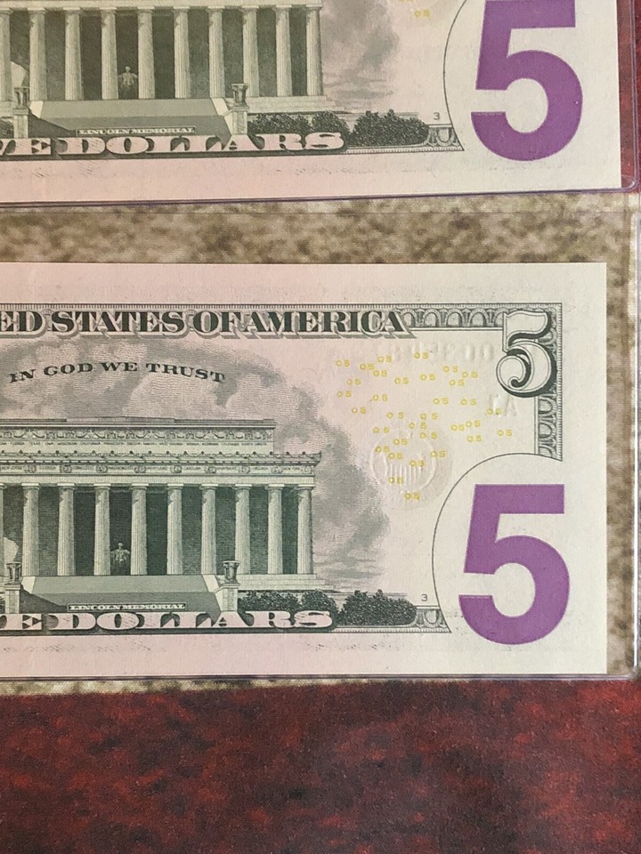 2021 $5 Dollar Star Notes CH/CU Two Consecutive Federal Reserve Notes ...