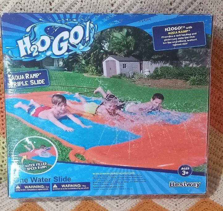 H20 Go Triple Slip N Slide Aqua Ramp Drench Pool 18 Feet New In Box ...