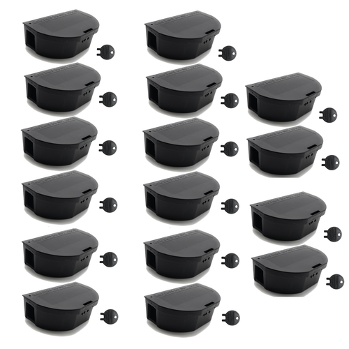 16 Pack Mouse Bait Stations with 8 Keys, Outdoor Rodent Box Station for ...