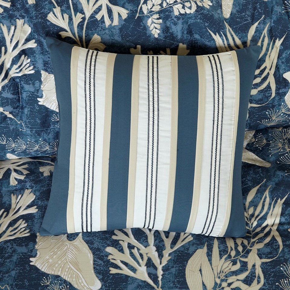 BLUE OCEAN CAPE 7pc Queen COMFORTER SET : WHITE BEACH NAUTICAL SEA ...