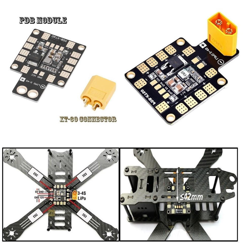 Dual BEC 5/12V PDB XT60 Power Distribution Board Module For FPV Drone ...