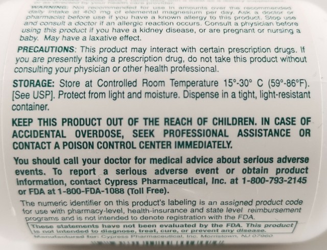 Cypress Pharma Magnesium Oxide 400mg - 120 Tablets for sale online | eBay