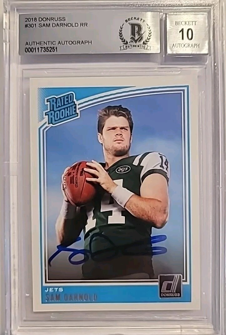 Sam Darnold 2018 Donruss Rated Rookie Blue Ink ON CARD Auto GEM MINT 10 ...