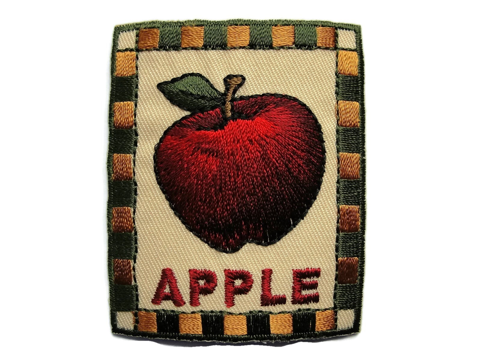 Apple w Stem in Frame Applique Embroidered Iron On Patch 2 x 2.5 Inches ...
