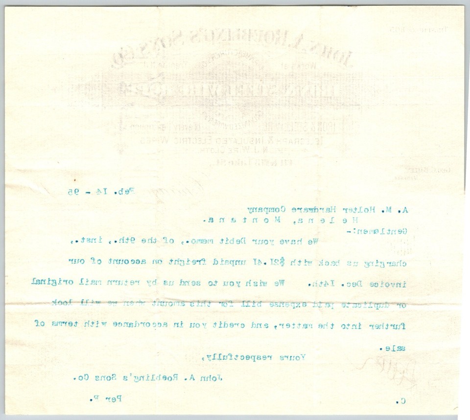 John A. Roebling's Sons Co Iron Works Steel Wire Rope Chicago 1895 ...