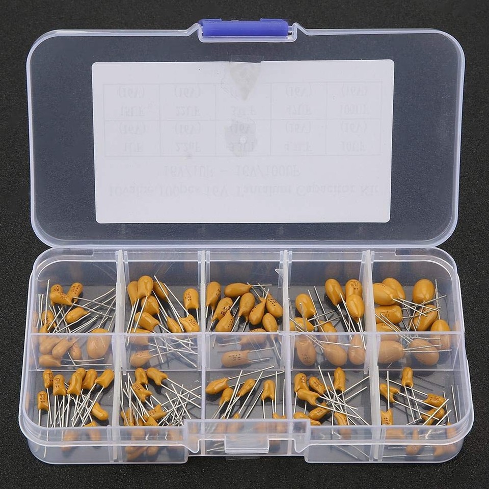 100 PCS Tantalum Capacitor Assortment Kit 10 Values 1uF to 100uF 16V | eBay