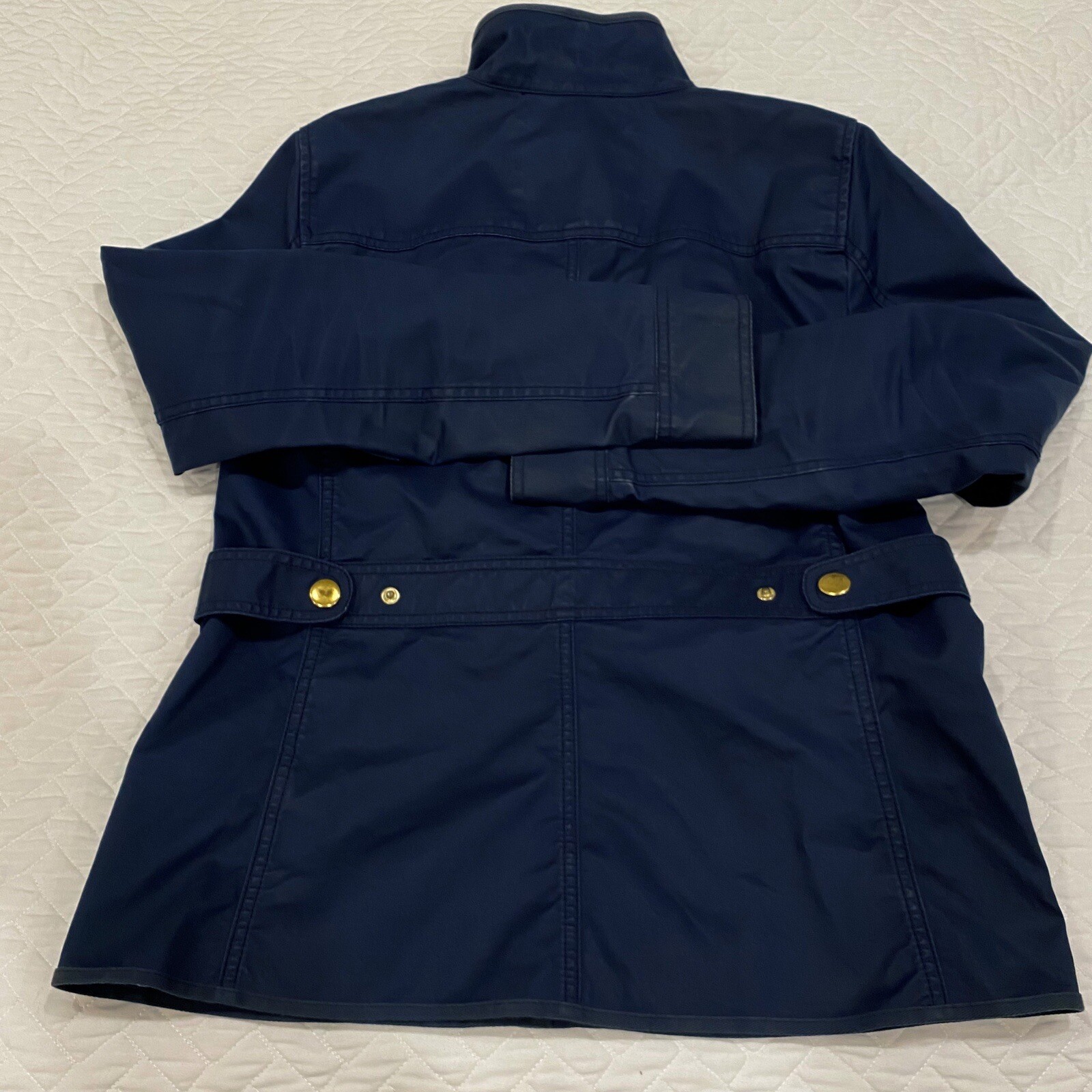 Jcrew Navy Blue Field Jacket Trench Military Gold Sna… - Gem