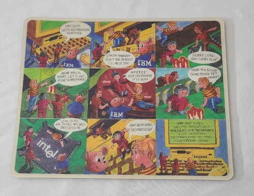 VINTAGE IBM MOUSE PAD - IBM & INTEL Comic Book Style | eBay