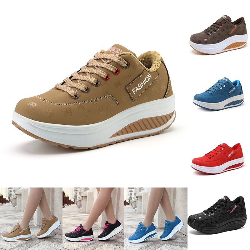 Womens Rocker Shoes Slip On Wedges Tennis High Platform Casual Lace Up ...
