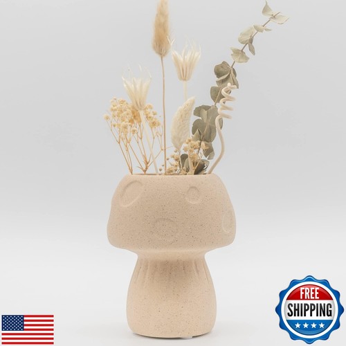 BASE ROOTS Mushroom Decor Planter Handmade Ceramic Flower Vase Textured ...