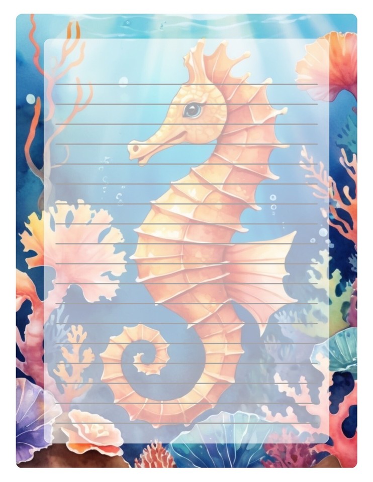 25 Sheets Decorative Paper Letter Writing Paper Color Stationery - Sea ...