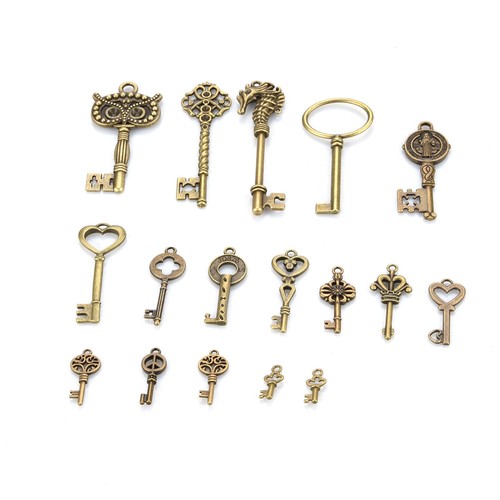 17Pcs Retro Bronze Vintage Classic Keys Steampunk Cogs Gears DIY ...