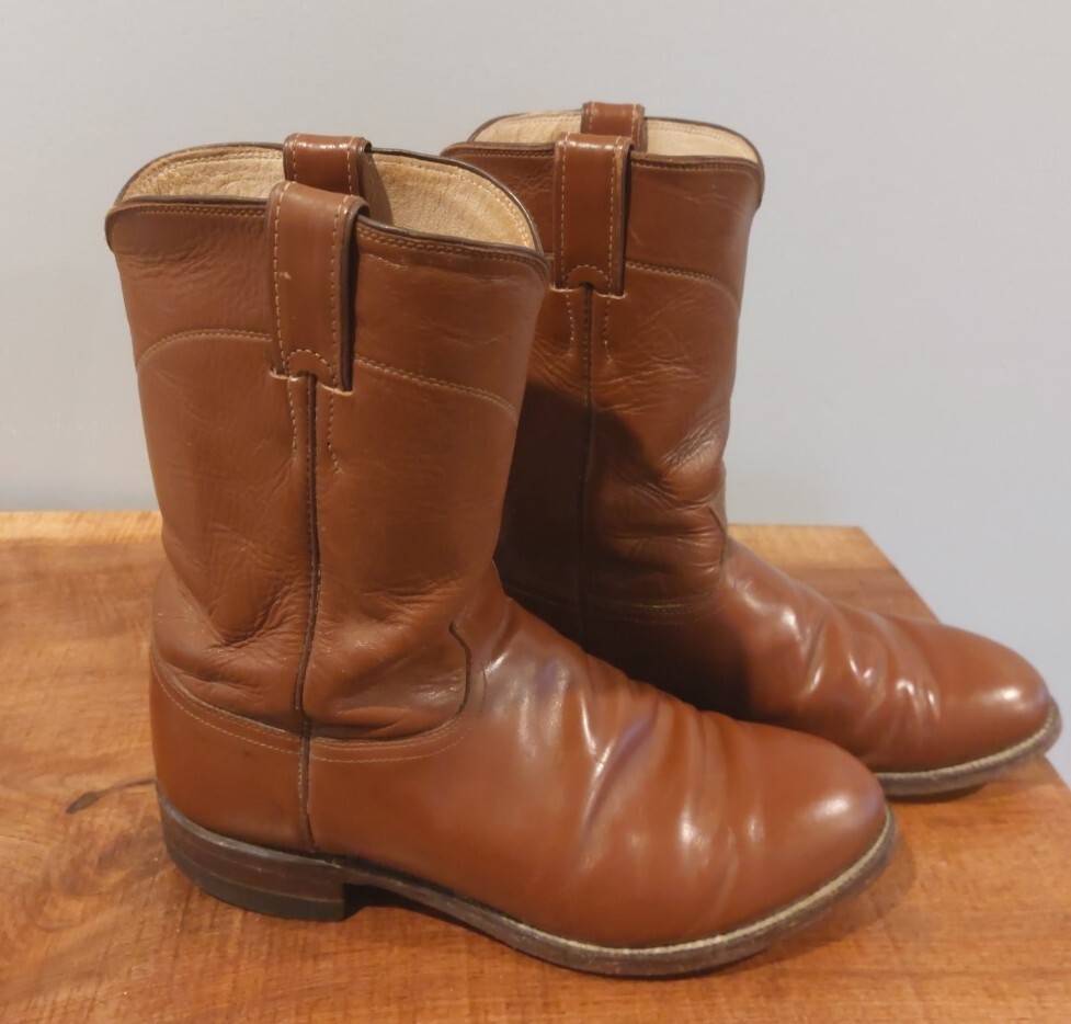 Justin Roper Brown Cowboy Western Boots Style 3802 Me… - Gem