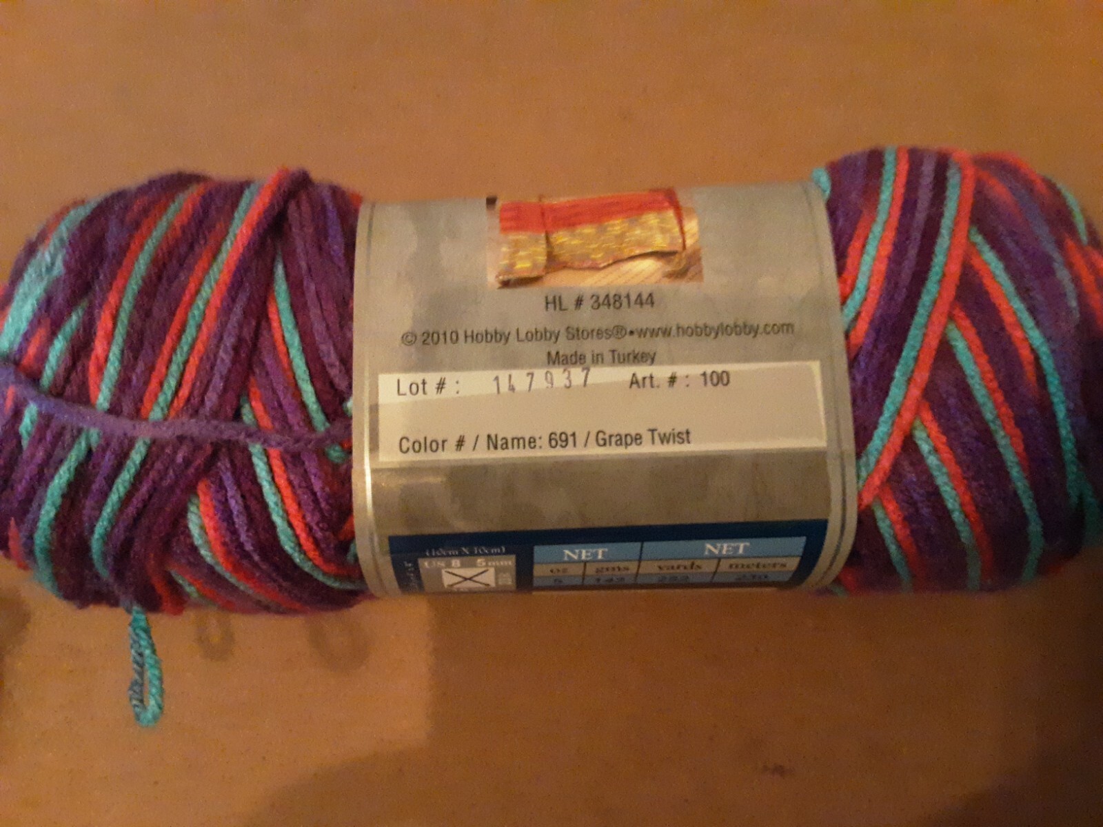 I Love This Yarn – ‘Grape Twist Ombre’ Purple 1 Skein, 5 oz, 100% ...