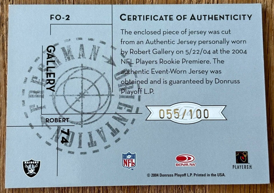 2004 Leaf Rookies & Stars Robert Gallery Rookie Patch /100 Iowa ...