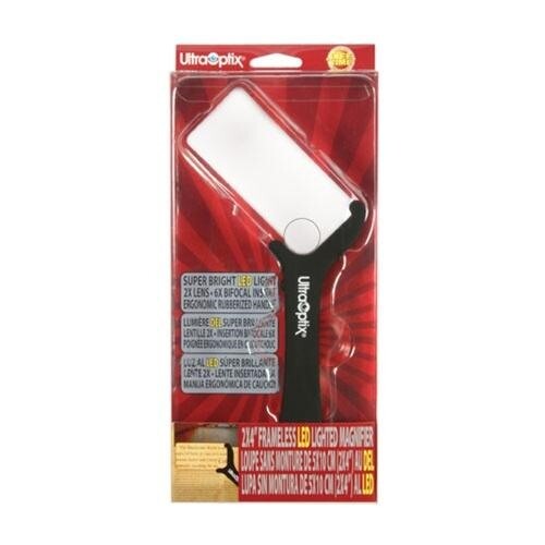 2x4 Frameless LED Light Magnifier 2X + 4X Bifocal Quality US Reading ...