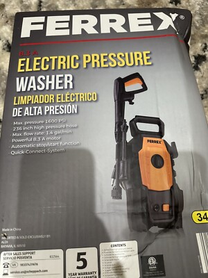 FERREX 1600 PSI ELECTRIC PRESSURE WASHER 8.3A, 236 in HIGH PRESSURE ...