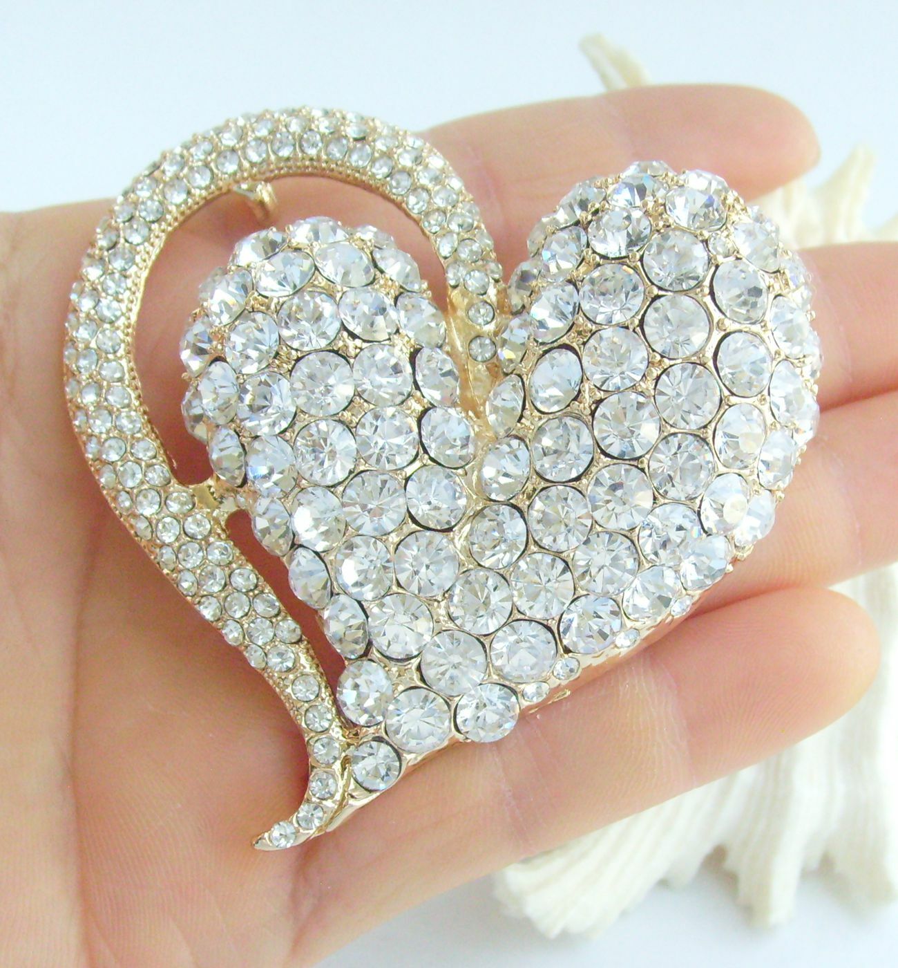 Sweet Love Heart Brooch Pin Pendant Rhinestone Crystal EE04817 | eBay