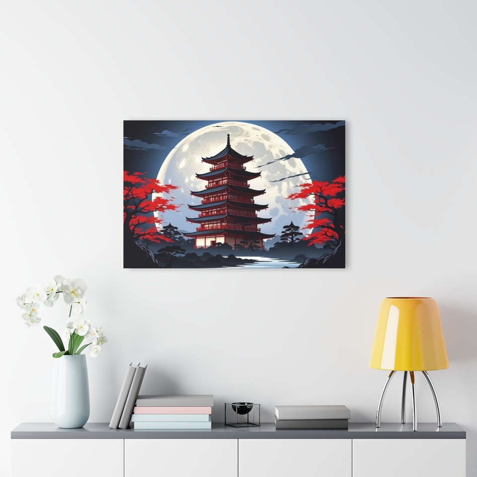 Japanese Full Moon Acrylic Print, Wall Art, Japanise Art, Modern Decor ...