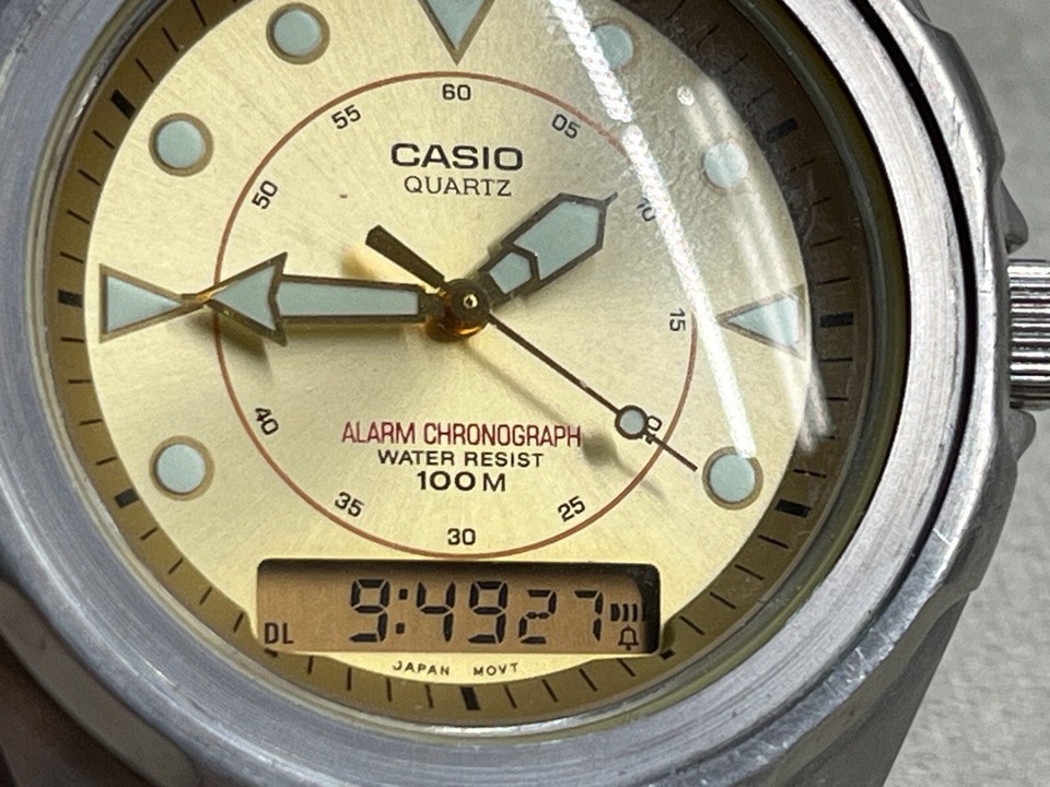 Casio Silver Men's Vintage AMW320R Marine Analog-Digital Dive Watch ...