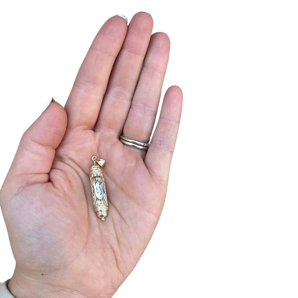 Mezuzah Shin Jewish Filigree Design Pendant In 14K Yellow Gold Judaica ...
