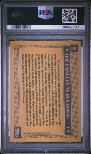 1990 Topps - #5 Nolan Ryan Rangers PSA 9 | eBay
