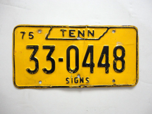 1975 Tennessee SIGNS License Plate in beat up Condition 33-0448 | eBay