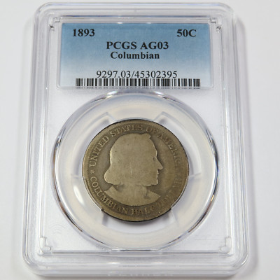 1893 P PCGS AG3 LOW BALL - Silver Columbian Exposition Half Dollar Coin ...