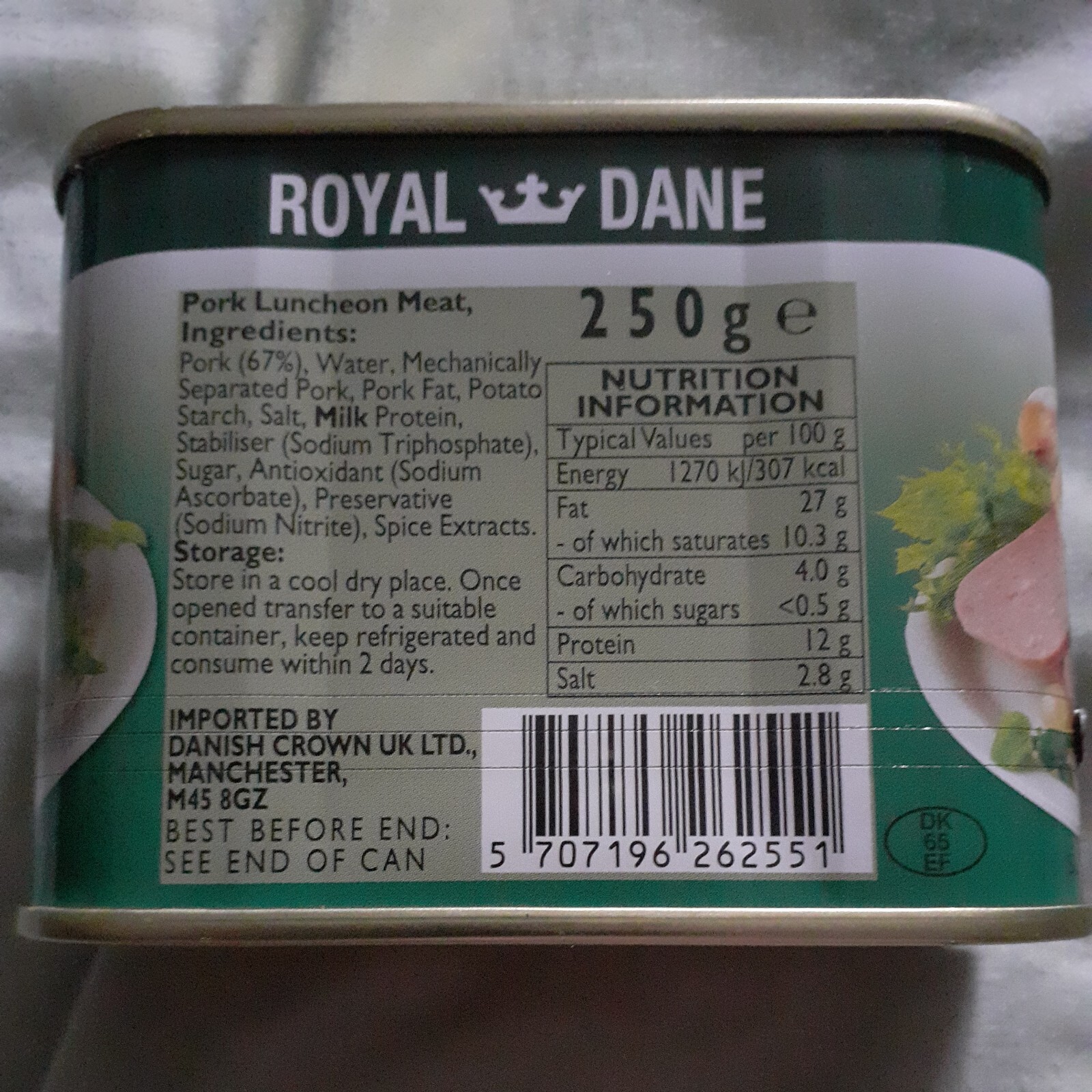 4 TINS ROYAL DANE PORK LUNCHEON MEAT 4x 250g = 1KG. BB OCTOBER 2026 ...