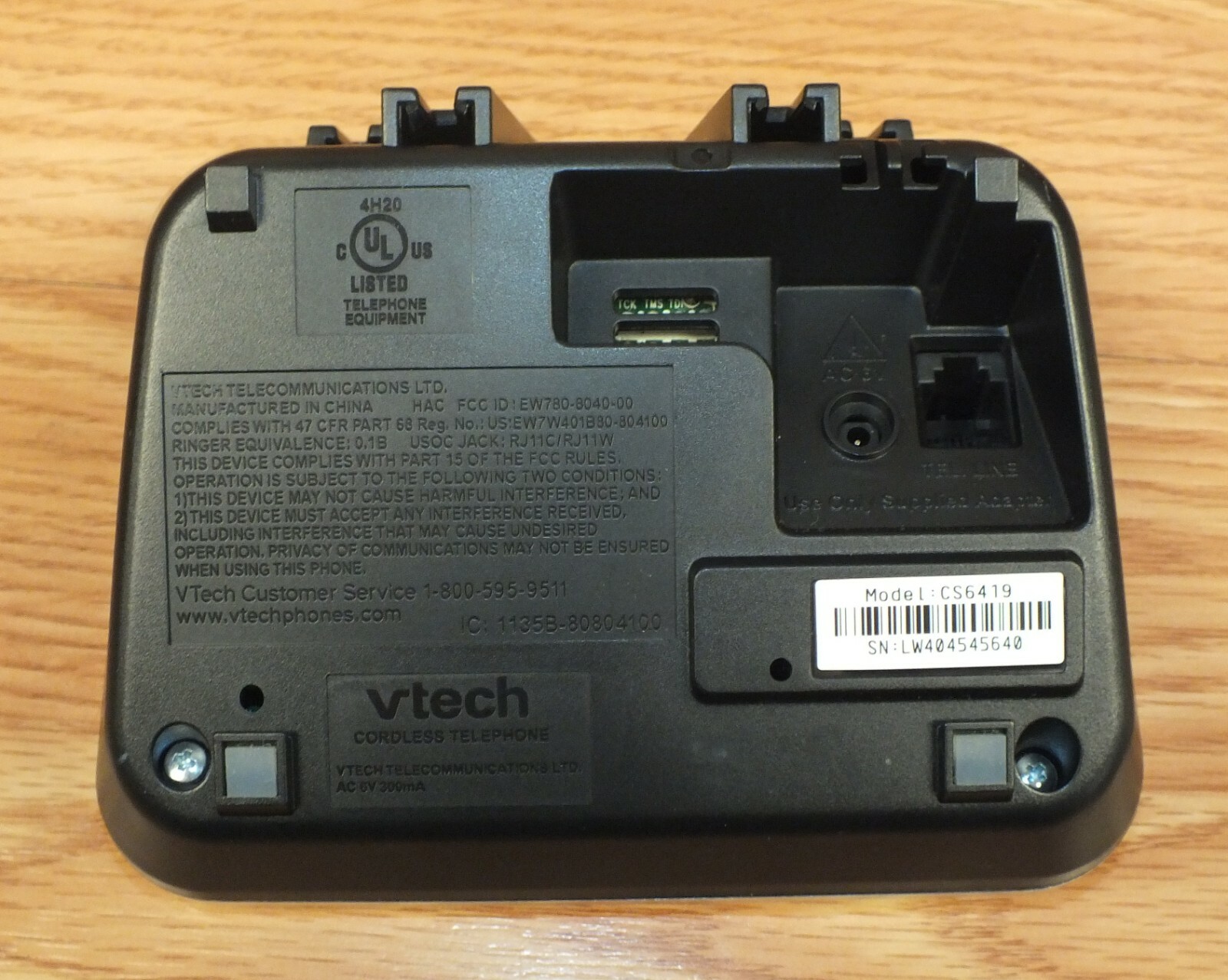 VTech (CS6419) DECT 6.0 / 1.9 GHz Single Line Cordless Phone w/ Power ...