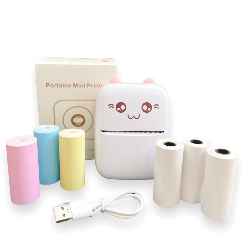 Mini Bluetooth Printer Portable Thermal Blue Ebay