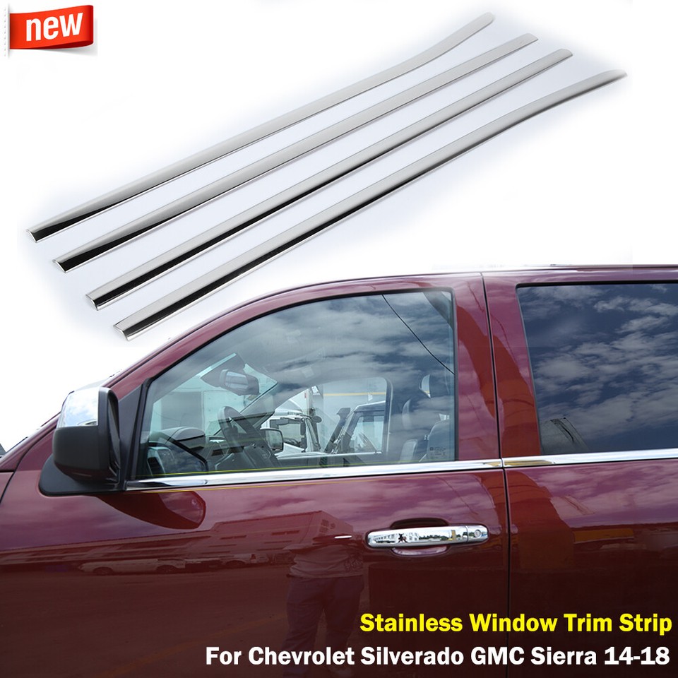 Stainless Window Trim Strip For Chevy Silverado GMC Sierra 14-18 ...