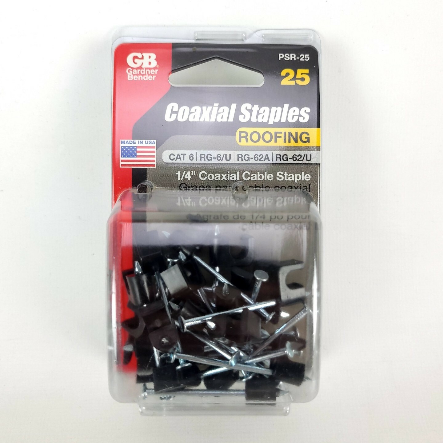 GB PSR-25 Coaxial Roofing Staple 1/4" Crown Black Plastic 25 Per Pack ...