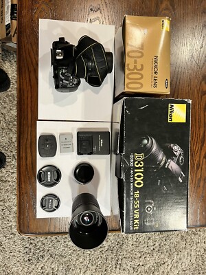 NIKON D3100 14.2MP DIGITAL SLR DSLR CAMERA W/ EXTRAS - 8 SHUTTER COUNT ...